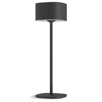 Calex Serino Tischlampe, wiederaufladbar, kabellos, dimmbar, warmweißes Licht, wasserdicht, Aluminium, Schwarz