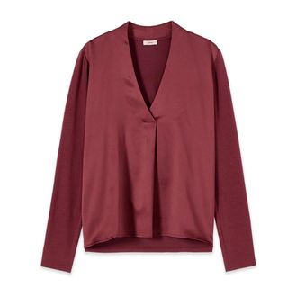 Oltre T-shirt bimaterica maniche lunghe - Femme - Blouses et Chemises - Rouge - Taille: 44 FR