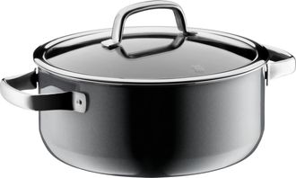 WMF Fusiontec Mineral Kochtopf groß 24cm, Glasdeckel, Bratentopf Induktion 4,4l, High-Tech Keramik, kratzfest, grau