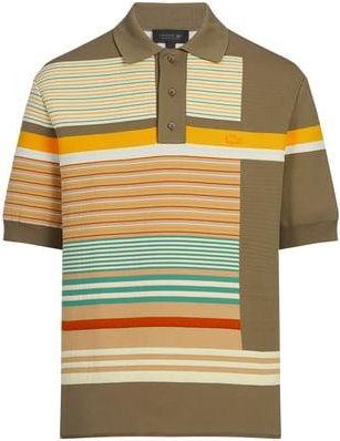 Lacoste Pull &agrave; col polo en maille &eacute;paisse ray&eacute;e