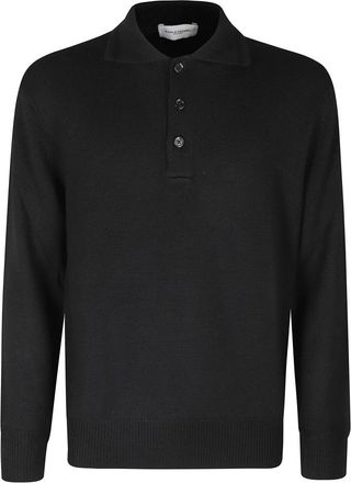 Paolo Pecora Polo en Maille M&eacute;rinos Double Jersey - Homme - Pulls - Noir - Taille: S