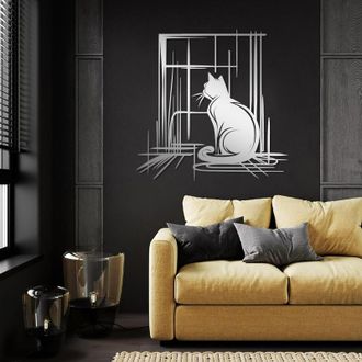 Generic Metall-Wandkunst, Metallkatze, Katzendeko, lustige Katze, s&uuml;&szlig;e Katze, lustiges Geschenk f&uuml;r Katzenliebhaber, Katzensilhouette f&uuml;r Wohnzimmer, Schlafzi