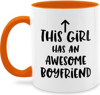 Shirtracer Tasse Tassen 325ml - Valentinstag Partner Freund & Freundin - This Girl has an awesome Boyfriend - 325 ml - Orange - girlfriend mugs valentinstagstass