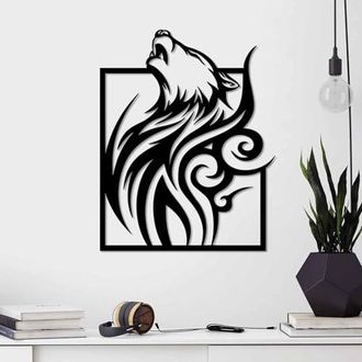 Hanah Home Stylish Black Decorative Metal Wall Accessory, 55 x 43 cm | 100% Metal, 1.5 mm Thickness | Lightweight (0.84 kg) | Perfect for Modern Home Decor