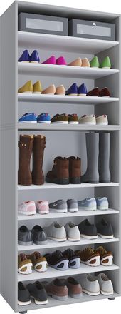 VCM Holz-Schuhregal | Maße: H. 183 x B. 70 x T. 37 cm| Allzweckschrank | 9 Fächer | ohne Türen | - Lona