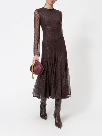 Twinset Robe de c&eacute;r&eacute;monie midi en dentelle avec broderies et sequins