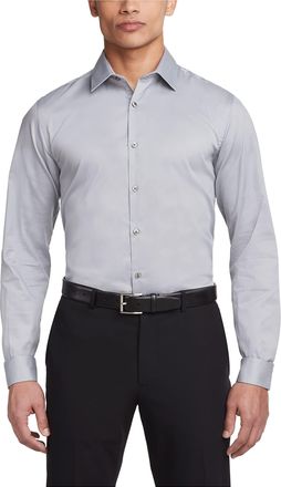 Van Heusen Herren, Schmale Passform, Flexkragen, Stretch, Einfarbig Klassisches Hemd, Grau (Grey Mist), 37 cm Hals 81 cm-84 cm Ärmel