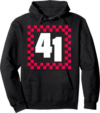 Trendy Apparel Four One 41 Red Checkers Poster Pullover Hoodie