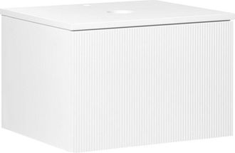 Beliani Waschbeckenunterschrank Weiß 60 x 52 cm mit Schubladen Geriffelte Optik Modernes Design Hängeschrank Bad Unterschrank für Badezimmer