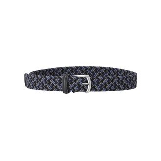 Anderson's 3-5cm Lederbesetzter gewebter Elastikg&uuml;rtel - - Accessories - Herren - Blau - 85 CM