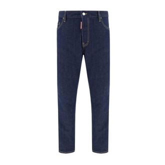 Dsquared2 Homme, Jeans, Bleu, Taille: L Jean coupe droite avec patch en cuir