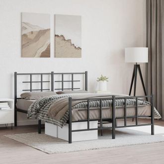 vidaXL Cadre de lit m&eacute;tal sans matelas avec pied de lit noir 140x190cm Vidaxl