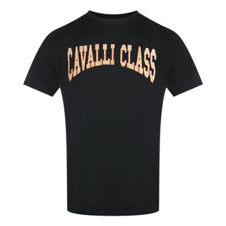 Cavalli Schwarzes T-shirt Mit Cavalli Class Varsity-logo