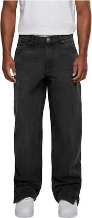 Urban Classics Heavy Ounce Straight Fit Zipped Jeans, Pantalons Homme, Black Washed