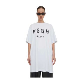 Msgm Msgm - Robe en coton - Femme - Tops - Blanc - Taille: 36 FR