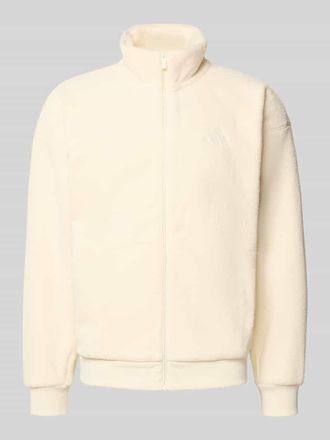 adidas Fleecejacke mit Stehkragen und Label-Stitching