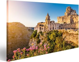 Islandburner Bild Bilder auf Leinwand Alte Stadt von Matera bei Sonnenaufgang, Basilikata, Süditalien Wandbild Poster Leinwandbild TZB