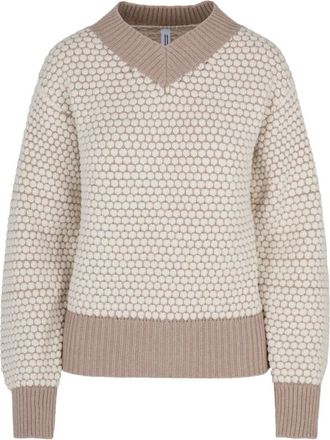 Bomboogie Femme, Pulls, Beige, Taille: 38 FR Pull Jacquard Col V