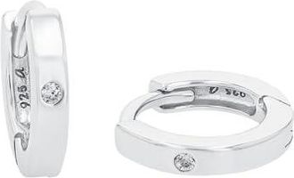 Amor créoles 925 en argent sterling pour dames, avec zirconium synth., 1 cm, argent, Livré dans une boîte cadeau de bijoux