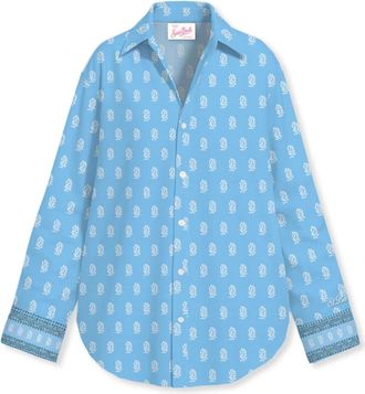 MC2 Saint Barth Femme, Blouses et Chemises, Bleu, Taille: 36 FR Long Sleeve Shirt