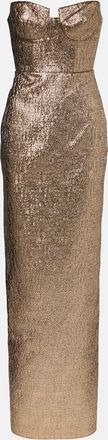 Roland Mouret Robe bustier longue en jacquard lamé