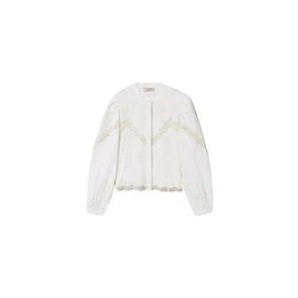 Twinset Baumwoll-Chiffon bestickte Bluse - - Blouses & Shirts - Damen - Wei&szlig; - M