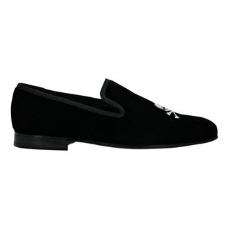 Philipp Plein Velvet Loafers Embroidery Skull - - Shoes - Herren - Schwarzk - 44 EU