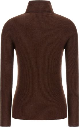 Fabiana Filippi Ribbed Virgin Wool Cashmere Turtleneck Sweater - Brown
