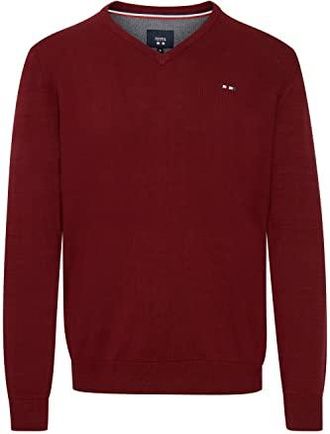 FQ1924 Fynjard Pull en tricot fin pour homme 100 % coton, Cabernet (191724), L