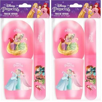 Disney Princesses Trio Becher Reise - Zahnb&uuml;rstenetui, Becher, Seifenschale - robuster Kunststoff - praktisches Design - Zubeh&ouml;r f&uuml;r das Badezimmer f&uuml;r Kinde