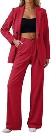 Generic Tailleur Automne Hiver Costumes Col Revers Chic Femmes Tailleurs Poches Business Ensembles Costume Officiel Manteaus Blazer Grande Taille Vestes Pas C