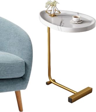 Generic Sofatisch C in Form eines Kaffeetisches, an der Ende, unter dem Sofa, für Snacks, rustikal, Couchtisch, schmal, mit Metallrahmen, pl