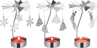 Soimiss 3 St&uuml;ck Rotierender Metall Kerzenhalter Karussell Teilig Tischdeko f&uuml;r Hochzeit Weihnachten Party Stilvolles Kunst Ornament Festliche Wohnkultur