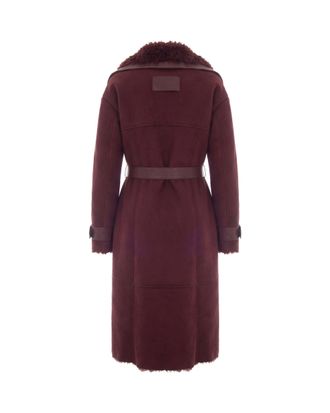 Patrizia Pepe Faux Suede with Fluffy Collar Coat - Brown