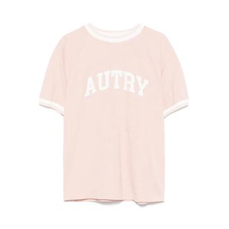 Autry Femme, Tops, Rose, Taille: 42 FR Rose &agrave; Rayures Manches Raglan Col Rond
