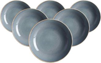 Ritzenhoff & Breker Skagen Stone Suppenteller 6er Set | Tiefe Essteller &Oslash; 21,5 cm | Porzellan-Geschirr mit Reaktivglasur |Sp&uuml;lmaschinen- & Mikrowellenfest | Steingrau