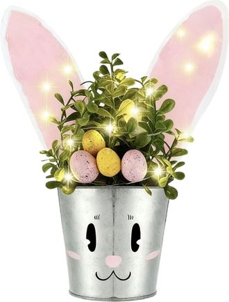 Generico Blumentopf, lustige Fr&uuml;hlingsdekoration mit Lichtern, lustiger Blumenk&uuml;bel f&uuml;r Pflanzen, f&uuml;r Wohnzimmer, Schlafzimmer, Balkon, B&uuml;ro, Garten, Terrasse,