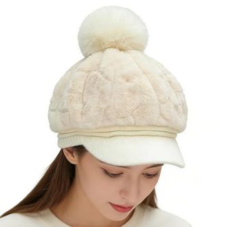 Generic Bonnets dhiver pour femmes - Couvre-chef chaud avec pompon, chapeaux chauds avec bord - pour femmes et filles pour la marche quotidienne, les trajets 