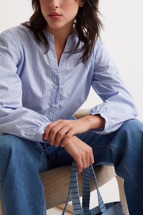 Gerard Darel Chemise en popeline de coton &agrave; rayures- CLARENCE - Bleu ciel