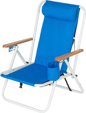 Generico Strandstuhl, extra groß, verstellbar, zusammenklappbar und neigbar, tragbar, mit hoher Rückenlehne und Rucksackgurt, Flaschenöffner, Telefon und Geträ