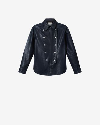 Isabel Marant Chemise Valdy En Cuir - Femme - Bleu Fonc&eacute; Marine - Taille34 - Isabel Marant