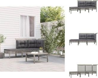 vidaXL 3-tlg. Garten-Lounge-Set mit Kissen Grau Poly Rattan - Gartenm&ouml;bel - Loungesessel - Gartenloungeset - Outdoor M&ouml;bel - Rattan M&ouml;bel