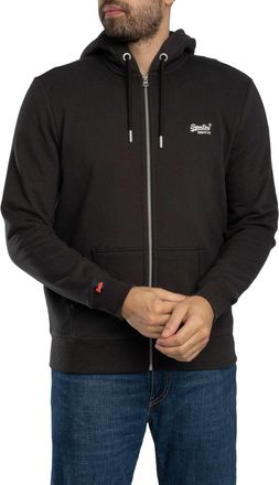 Superdry Essential Logo-Kapuzenpullover Mit Rei&szlig;verschluss, Schwarz