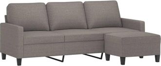 vidaXL 3-Sitzer-Sofa mit Hocker Taupe 180 cm Stoff - Vidaxl