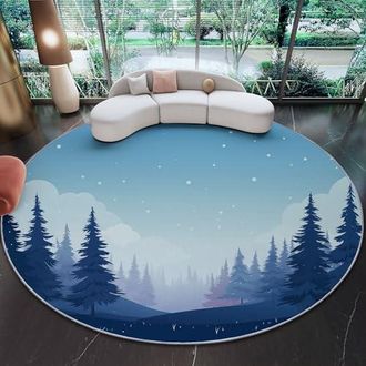 Generic Tapis Rond 180 cm (Round) Microfibre Douce Tapis Circulaire Salon Motifs floraux g&eacute;om&eacute;triques de style boh&egrave;me Chambre Imprim&eacute;s Imprim&eacute; Antid&eacute;rapant La