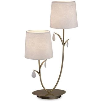 Mantra Inspired Mantra - Andrea - Tischlampe 63 cm, 2 x E14 (max. 20 W), Antikmessing, wei&szlig;e Schirme, wei&szlig;e Kristalltr&ouml;pfchen