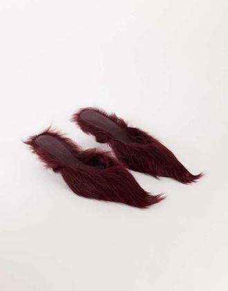 Topshop Asher Pumps mit faux-fur und Kitten-Heel in Rot