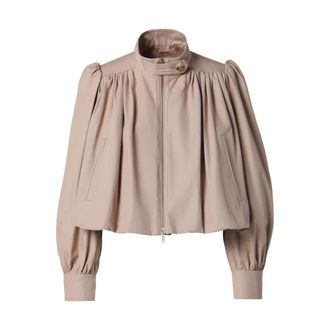 Chlo&eacute; Femme, Vestes, Beige, Taille: 36 FR Veste Courte en Coton Fronc&eacute;e