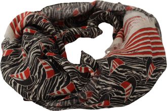 Dolce & Gabbana Mens Linen Sailboat Stripe Scarf Black