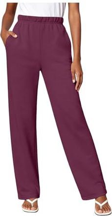 Generic Pantalon Palazzo &eacute;lastique pour femme - Coupe droite - Coupe droite - Taille haute - D&eacute;contract&eacute; - Jambes larges - Avec poches, lilas, 3XL